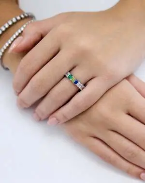 Ring Concierge Radiant Lab Diamond And Birthstone Eternity Band - Platinum