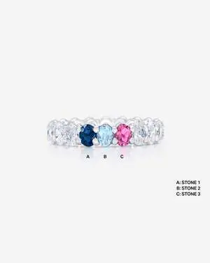 Ring Concierge Oval Diamond And Birthstone Eternity Band - Platinum