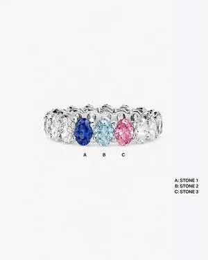 Ring Concierge Oval Lab Diamond And Birthstone Eternity Band - Platinum
