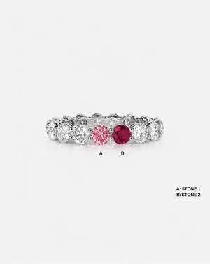 Ring Concierge Round Diamond And Birthstone Eternity Band - Platinum