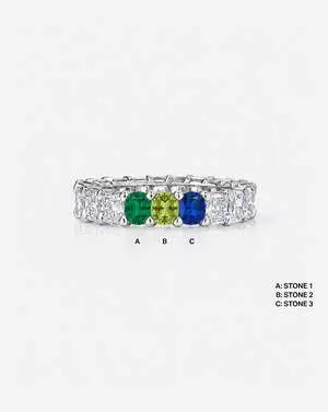 Ring Concierge Radiant Diamond And Birthstone Eternity Band - Platinum
