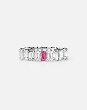 Ring Concierge Emerald And Diamond Eternity Band - Platinum