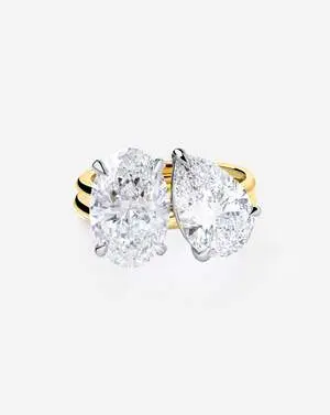 Ring Concierge 4.70 Ct. Oval & Pear Whisper Thin® Duet Engagement Ring - Gold