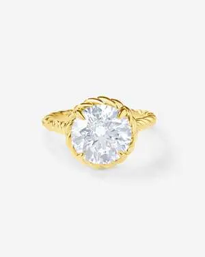 Ring Concierge 3.01 Carat Round Lab-grown Diamond Twisted Wrap Engagement Ring In 14k Yellow - Gold
