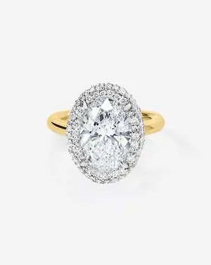 Ring Concierge 3.10 Ct. Oval Lab Diamond Engagement Ring With Pavé Halo In 14k Yellow - Gold