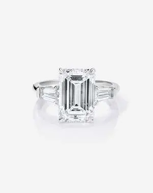 Ring Concierge 3.06 Ct. Emerald Lab Diamond Engagement Ring With Tapered Baguettes In Platinum - Gold
