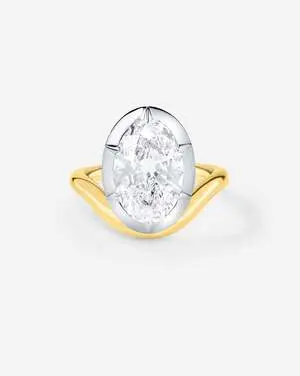 Ring Concierge 3.13 Ct. Oval Lab Diamond Engagement Ring In The Nest Setting - Gold