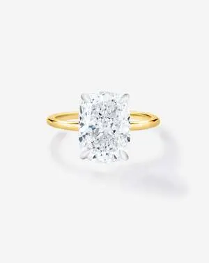 Ring Concierge 3.15 Ct. Cushion Lab Diamond Engagement Ring In 14k Yellow - Gold