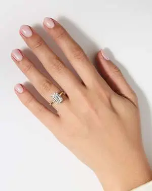 Ring Concierge 3.56 Ct. Emerald Lab Diamond Ring With Baguette Accents