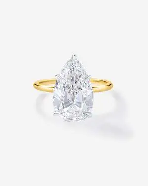 Ring Concierge 3.27 Ct. Pear Lab Diamond Engagement Ring In Whisper Thin® Hidden Halo - Gold