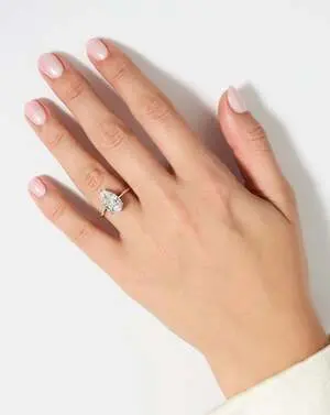 Ring Concierge 3.27 Ct. Pear Lab Diamond Engagement Ring In Whisper Thin® Hidden Halo