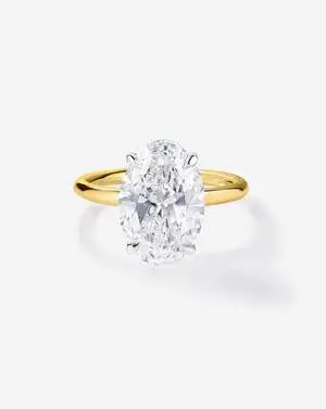 Ring Concierge 3.52 Ct. Oval Lab Diamond Solitaire Engagement Ring With Hidden Halo - Gold