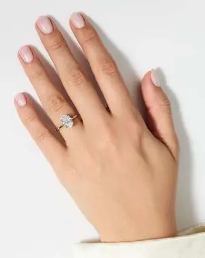 Ring Concierge 3.52 Ct. Oval Lab Diamond Solitaire Engagement Ring With Hidden Halo