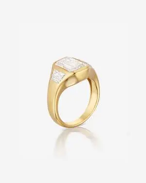 Ring Concierge 3.03 Ct. Emerald Lab Diamond Trinity Bezel Engagement Ring