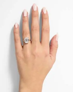 Ring Concierge Emerald Cut Lab Diamond Engagement Ring With Trapezoids