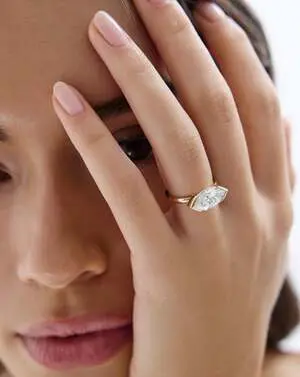 Ring Concierge 3.03 Carat Marquise Lab Diamond Engagement Ring In 14k Yellow