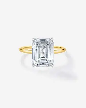 Ring Concierge 3.67 Carat Emerald Cut Lab-grown Diamond Engagement Ring In 14k Yellow - Gold