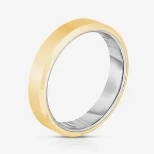 Ring Concierge 4 Mm Hidden Two-toned Beveled Wedding Band - One-color