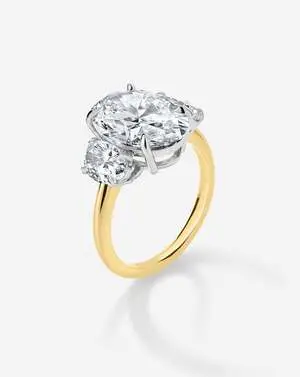 Ring Concierge 4.00 Ct. Oval Lab Diamond Three Stone Engagement Ring In 14k Yellow