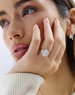 Ring Concierge 4.00 Ct. Oval Lab Diamond Three Stone Engagement Ring In 14k Yellow