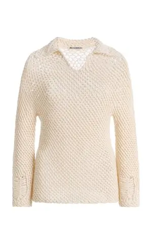 JW Anderson Crocheted Wool Knit Sweater - White