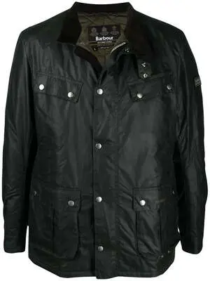 BARBOUR INTERNATIONAL Waxed Cotton Button-down Jacket - Green