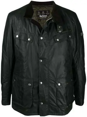 BARBOUR INTERNATIONAL Waxed Cotton Button-down Jacket - Green