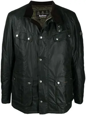 BARBOUR INTERNATIONAL Waxed Cotton Button-down Jacket - Green