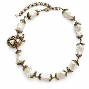 ANGEL BAROCCO Vintage Baroque Pearl Heart Necklace - White