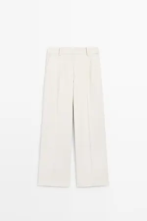 Massimo Dutti Flowing Wide-leg Pants - White