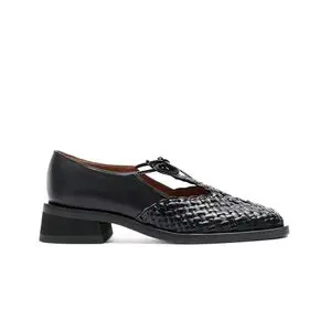 NAGUISA Fidela Woven T-strap Shoes - Black