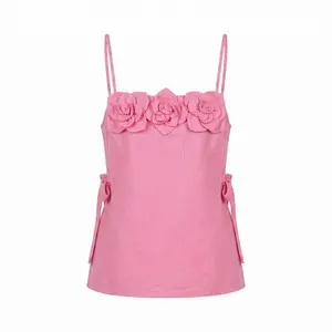 Yumi Kim Flora Linen Rosette Top - Pink