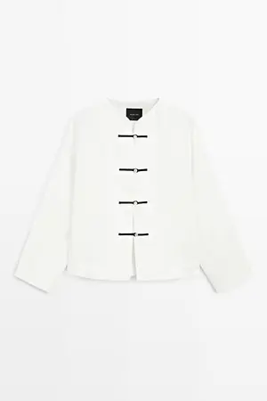 Massimo Dutti Flowy Shirt With Button Detail - Blanco