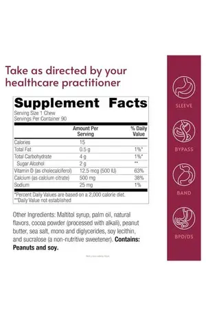 BARIATRIC ADVANTAGE Calcium Citrate Chewy Bites 500 Mg Vitamin D3 Supplement 90 Count