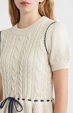 Rails Chandi Cable Knit Puff Sleeve Sweater