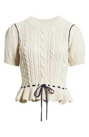 Rails Chandi Cable Knit Puff Sleeve Sweater