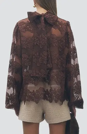 MAUDE CLUB Shana Lace Tiered Top