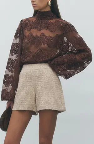 MAUDE CLUB Shana Lace Tiered Top