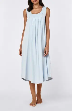 PAPINELLE Kate Pleat Front Midi Nightgown - Blue