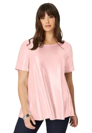 Roaman's Metallic Swing Tee - Soft Blush