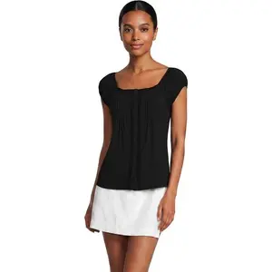 LANDS' END Sleeveless Pintuck Button-front Blouse - Black