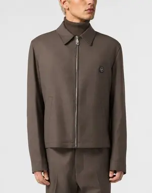 Philipp Plein Zip-up Blouson With Band Collar - Brown