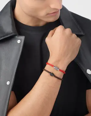 Philipp Plein Leather Stainless Steel Bracelet Plein Tag