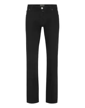 BILLIONAIRE Elaphe Detail Super Straight Cut Jeans - Black