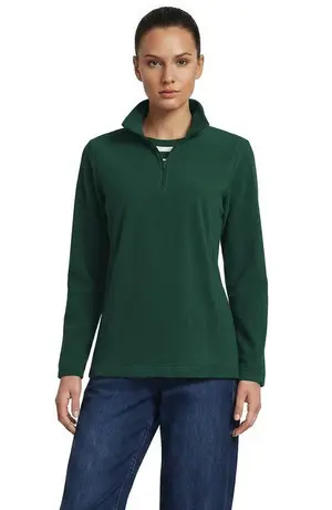 LANDS' END Fleece Quarter Zip Pullover - Pine