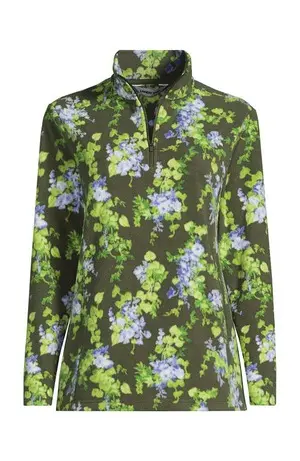 LANDS' END Fleece Pullover - Forest Moss Blooms
