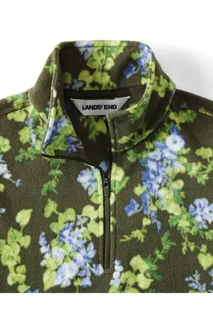 LANDS' END Fleece Pullover - Forest Moss Blooms