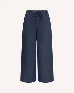 WEEKEND MAXMARA S Max Mara Aureo Cotton Poplin Wide Leg Pants - Blue