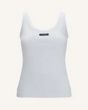 Dolce & Gabbana Ribbed Logo Tank Top - White