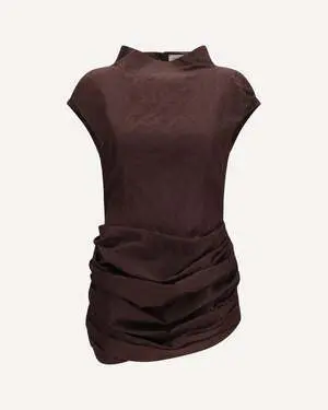 Magda Butrym High Collar Draped Mini Dress